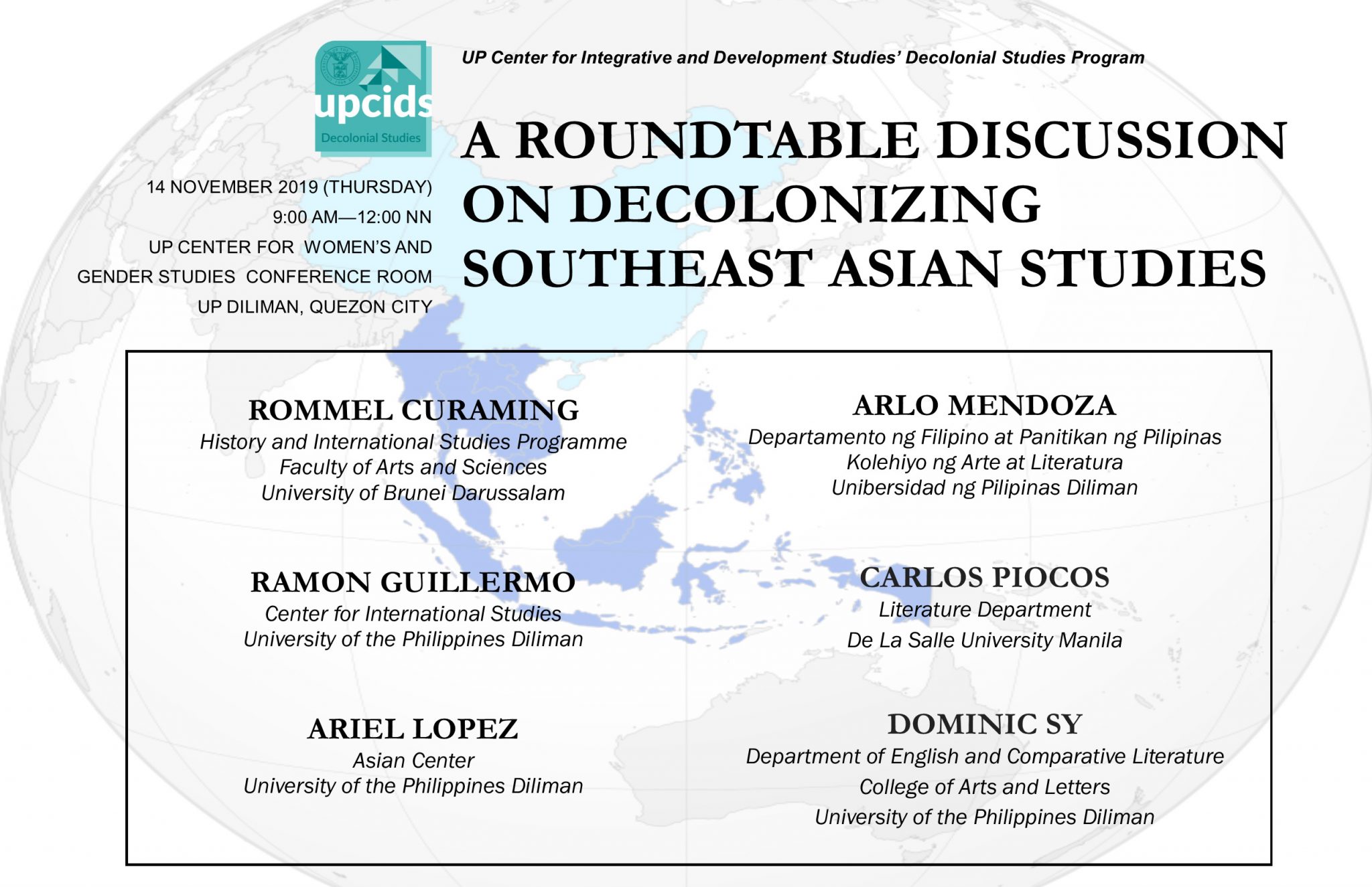 Rtd Decolonizing Southeast Asian Studies Up Center For Integrative