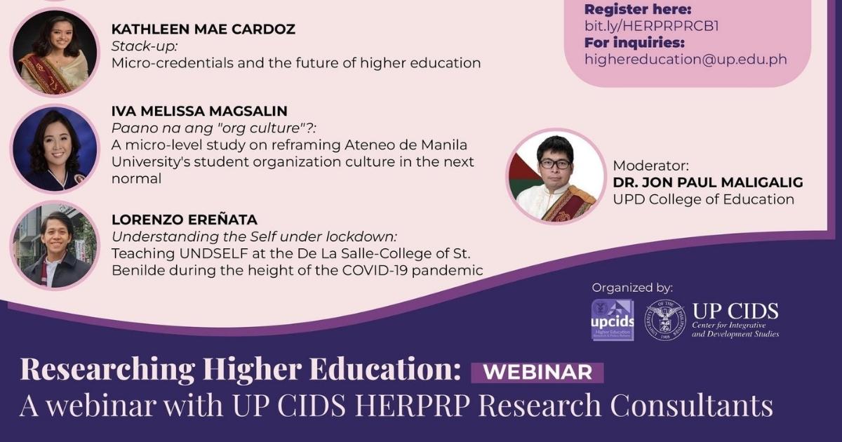 Researching Higher Education: Webinar with UP CIDS HERPRP Research ...