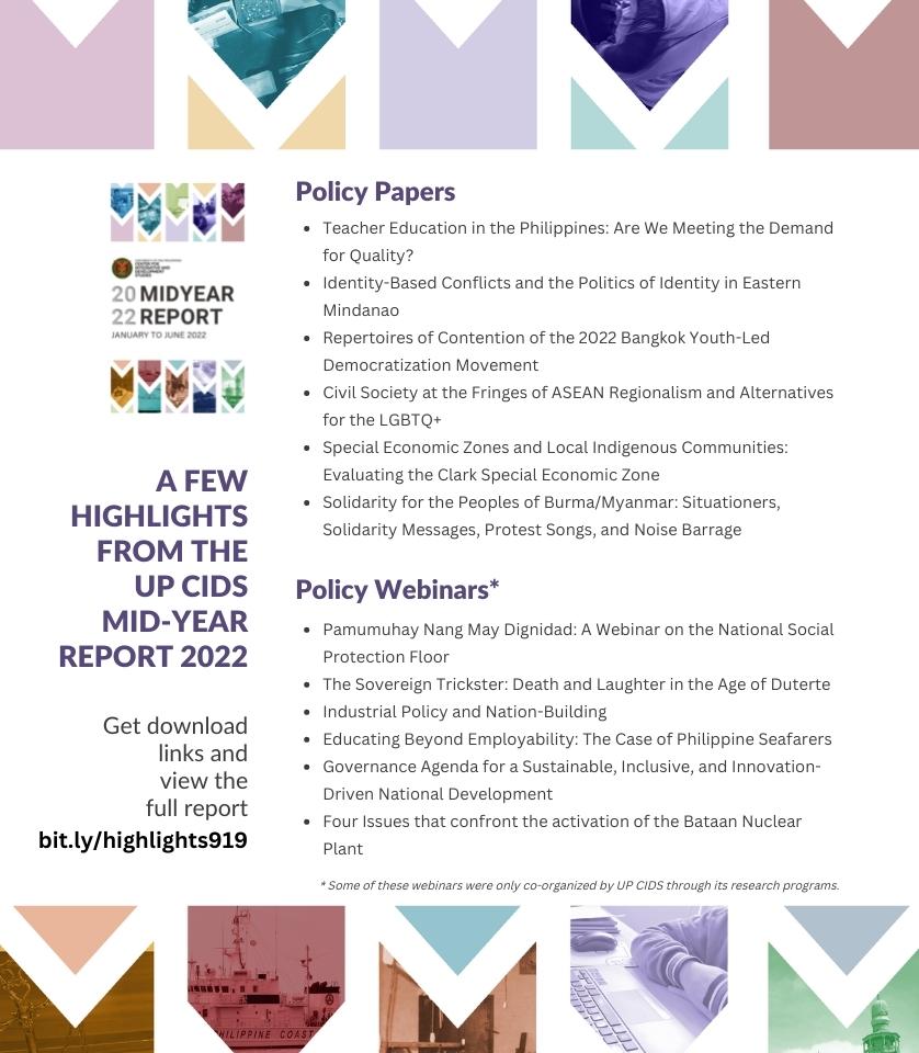 A Few Highlights from the UP CIDS Mid-Year Report 2022 - UP Center for ...