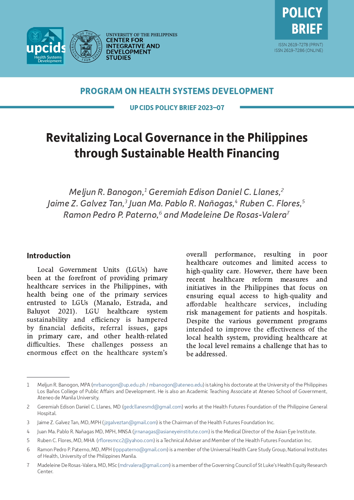 Revitalizing Local Governance in the Philippines through Sustainable ...