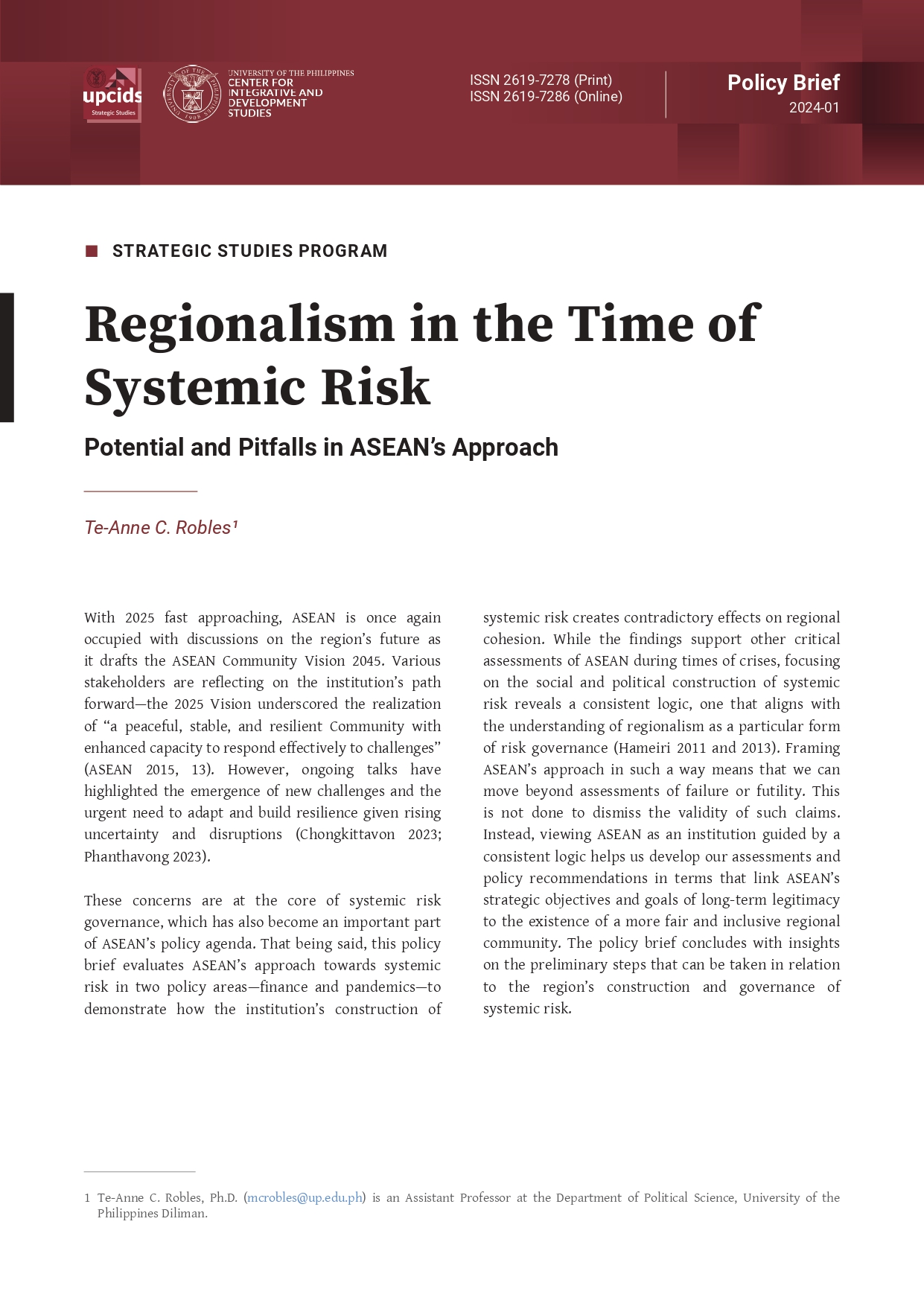 Regionalism in the time of systemic risk: potential and pitfalls in ...