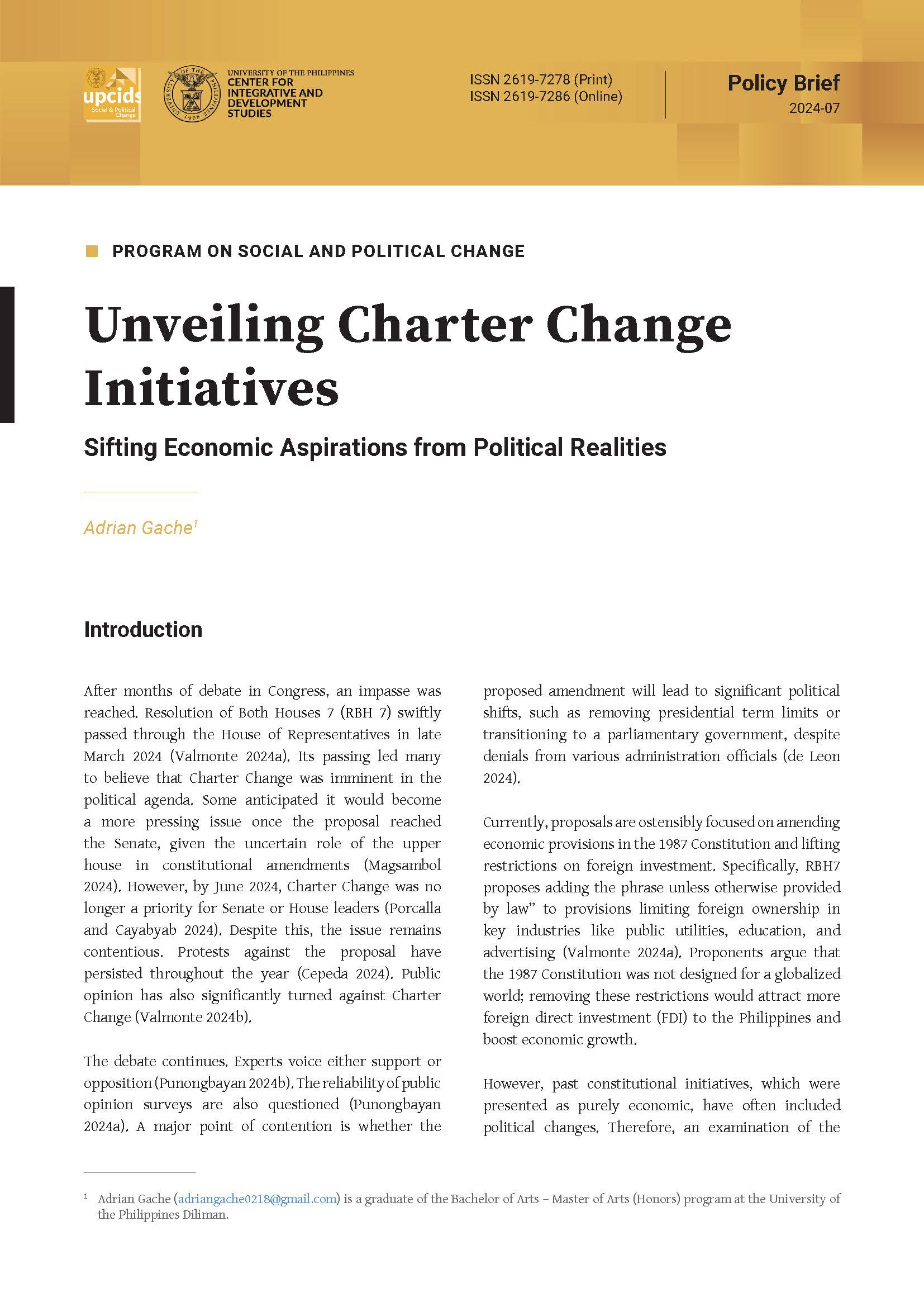 Unveiling Charter Change Initiatives Sifting Economic Aspirations from ...