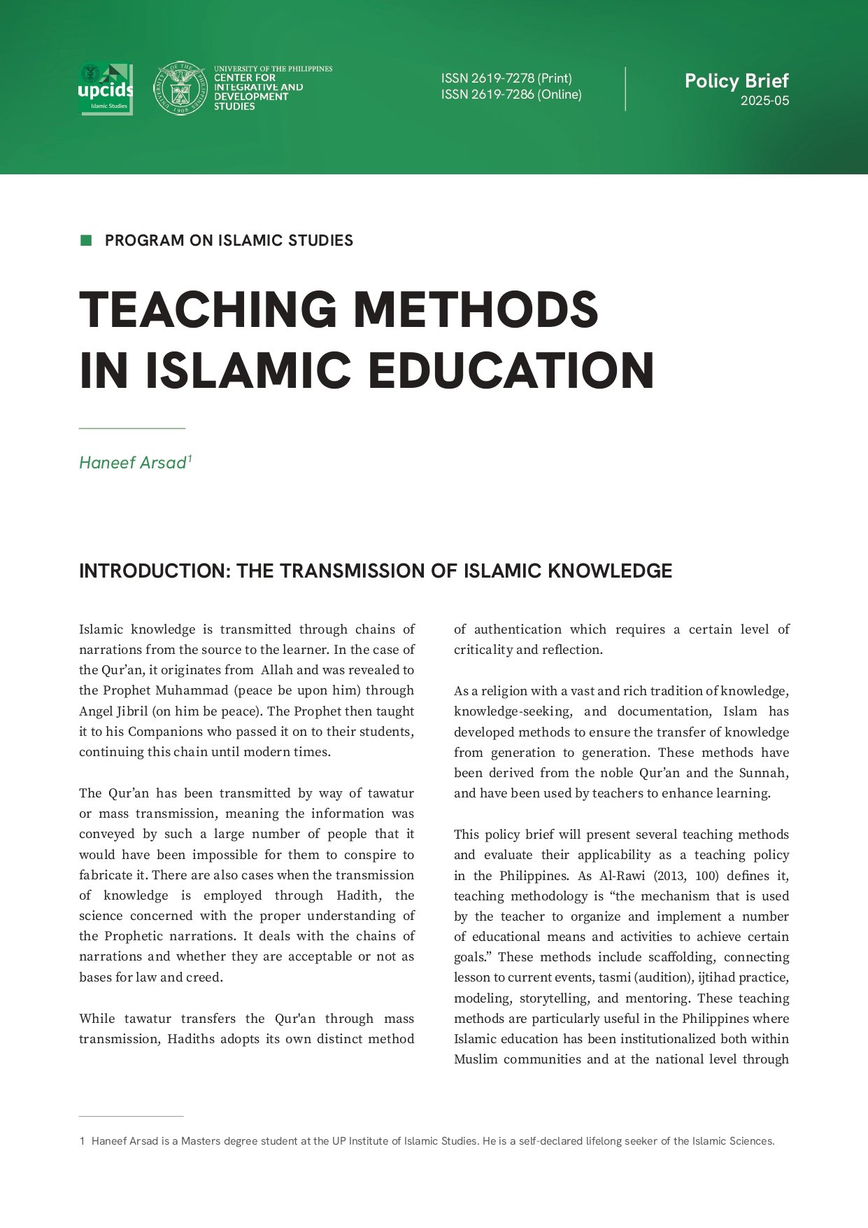 Teaching Methods in Islamic Education