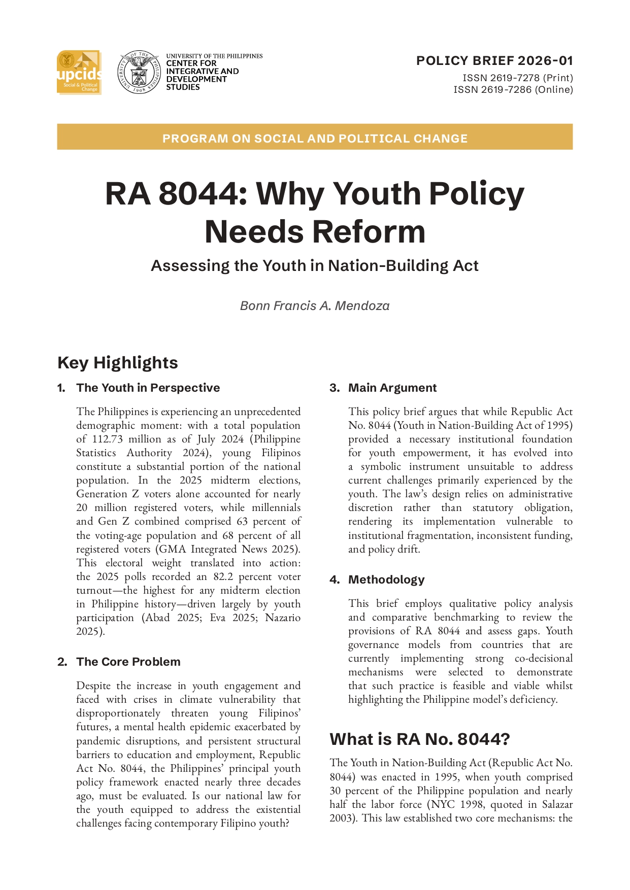 RA 8044: Why Youth Policy Needs Reform | Policy Brief